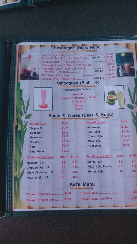 Menu at Saigon Bistro pub & bar, Fayetteville