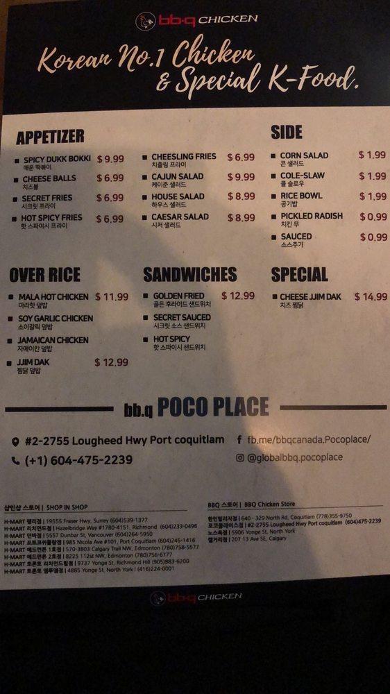 Menu at bbq Chicken, Port Coquitlam, Lougheed Hwy. #2