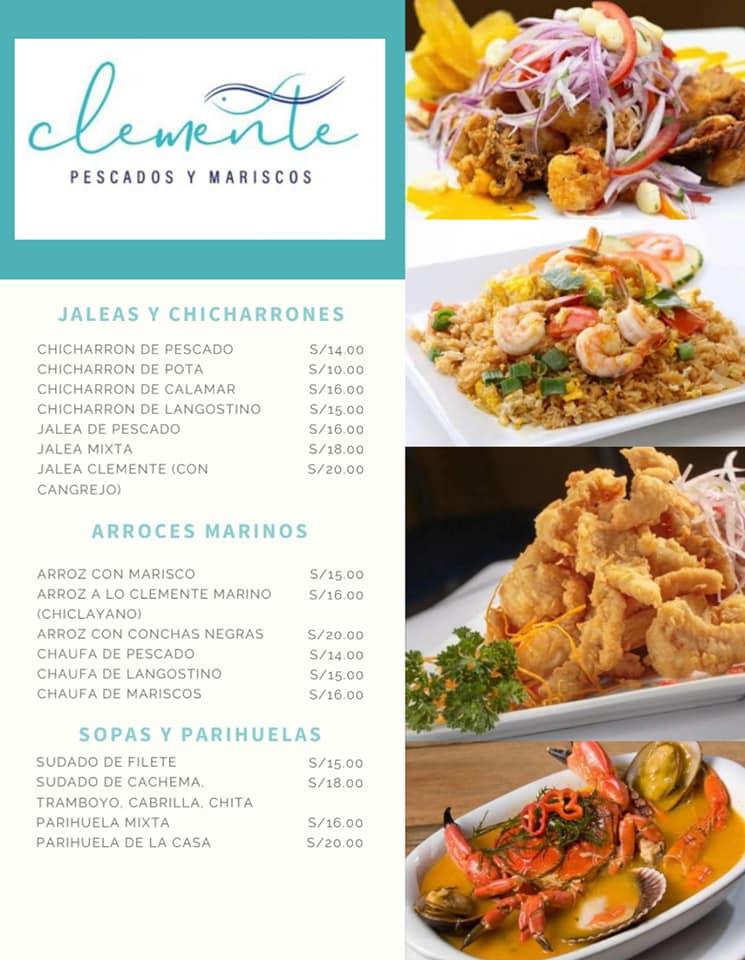 Menu at clemente restaurant, San Miguel, Intisuyo 200