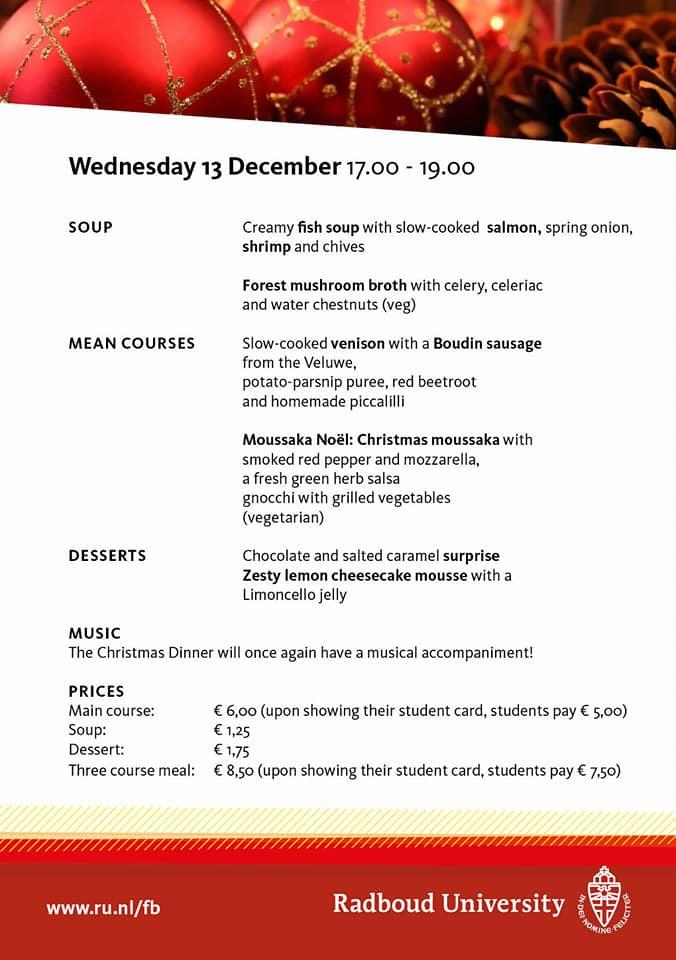 Menu at De Refter, Nijmegen