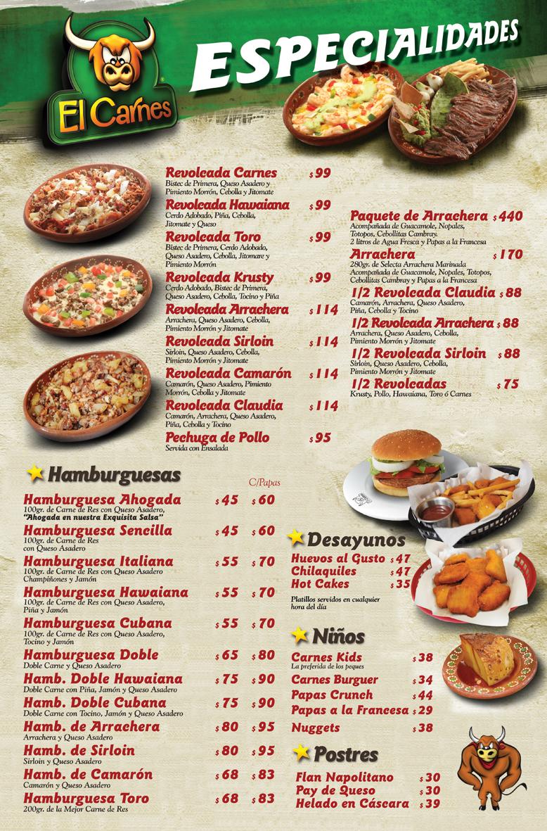 Carta del restaurante El Carnes - Sucursal Colosio, Aguascalientes ...