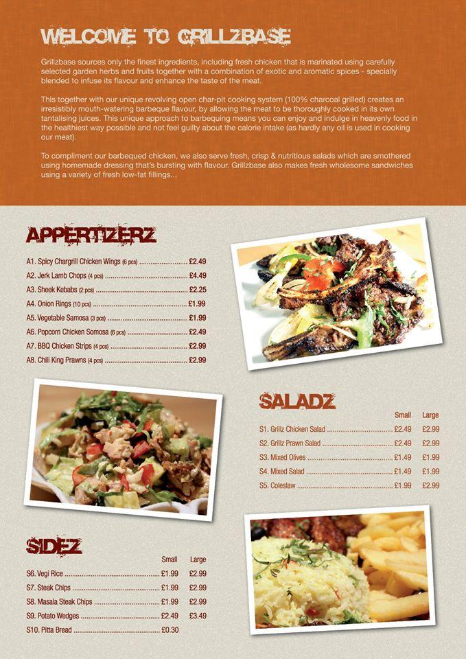 Menu at Grillzbase HMC restaurant, London, 106 Mile End Rd
