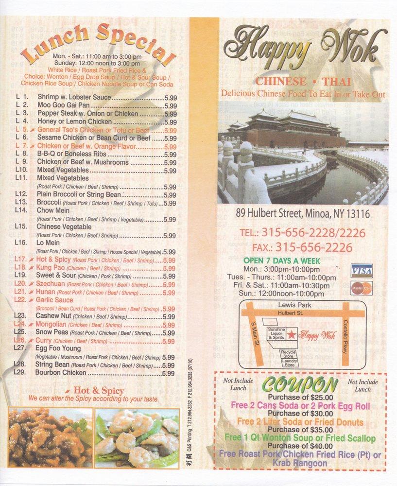 Menu at Happy Wok Minoa Inc restaurant, Minoa