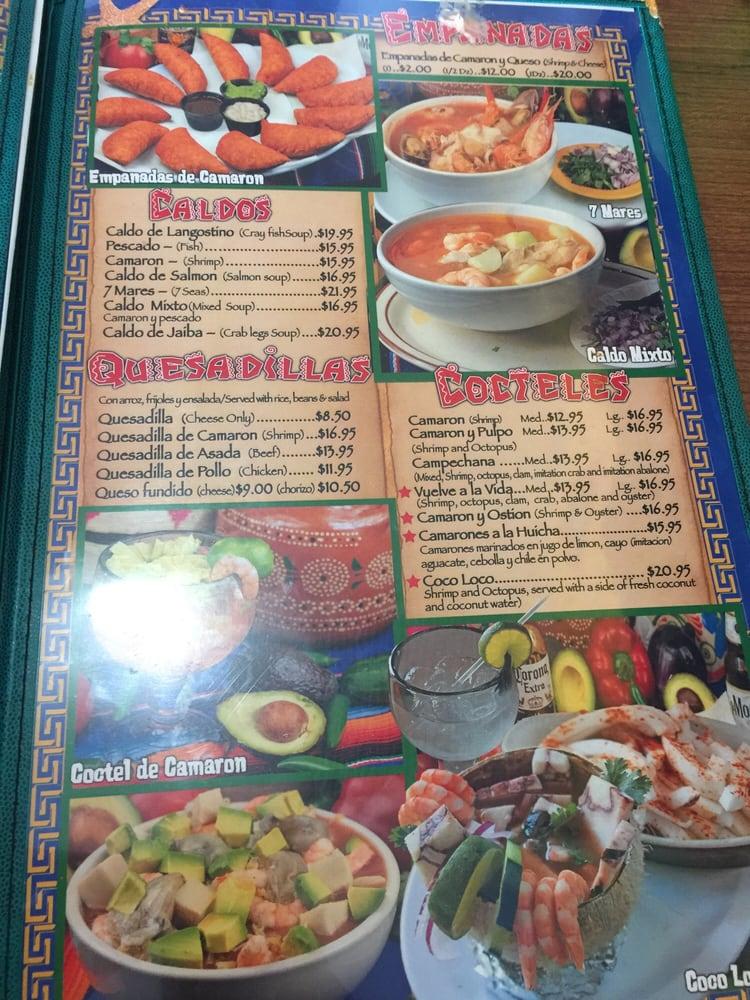 Menu at Las Islitas Mariscos restaurant, Las Vegas, W Flamingo Rd #406