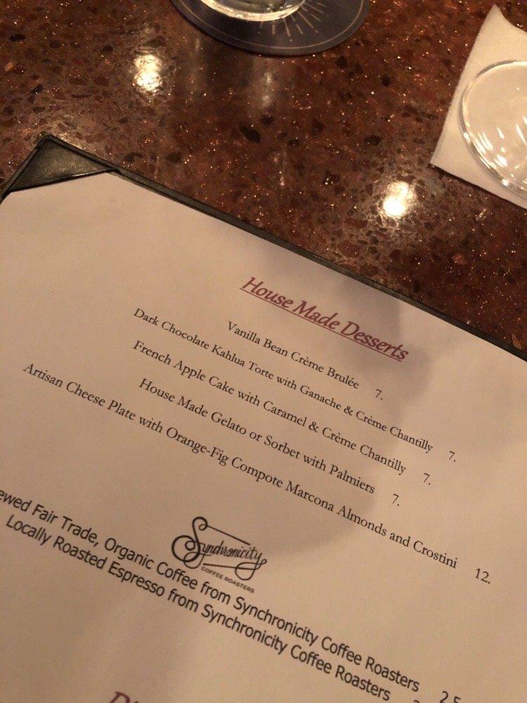 Menu at Meridian Restaurant, Winston-Salem