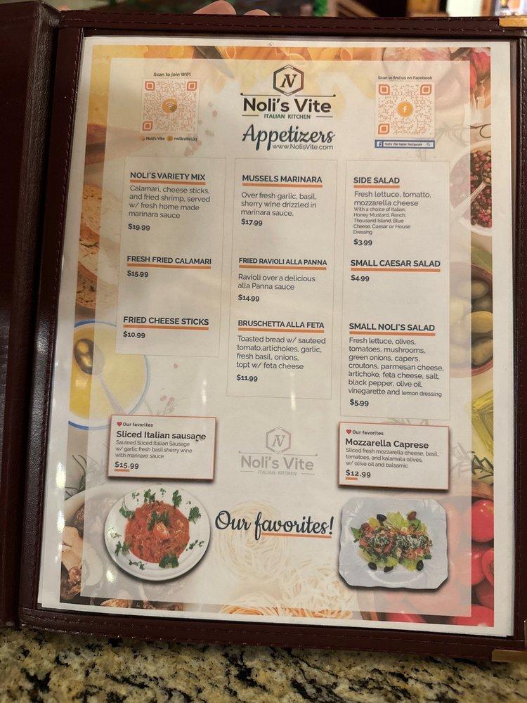 Menu at Noli's Vite Cibolo restaurant, Cibolo
