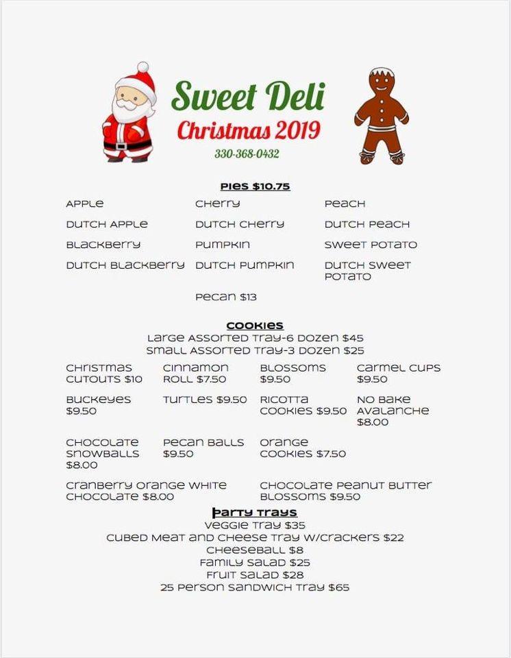 Menu at Sweet Deli restaurant, East Liverpool