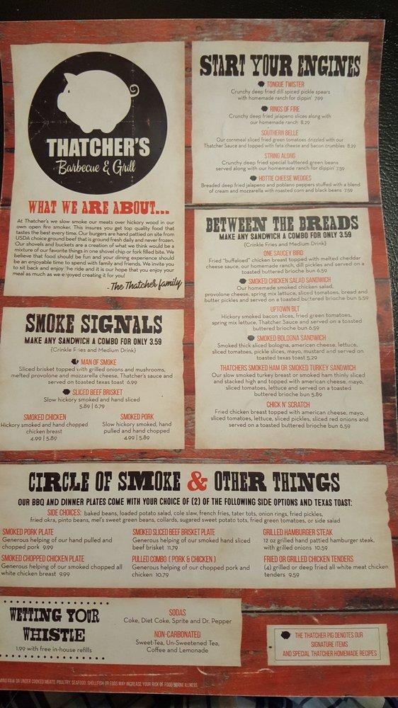 Menu at Thatcher's Barbecue & Grill, Ringgold