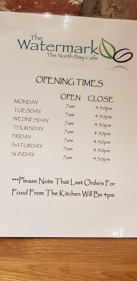 Menu at The Watermark Cafe, Scarborough