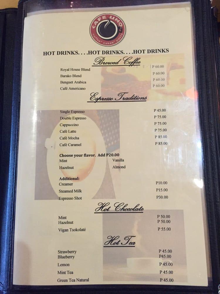 Menu At Cafe Uno Vigan City Grandpa s Inn