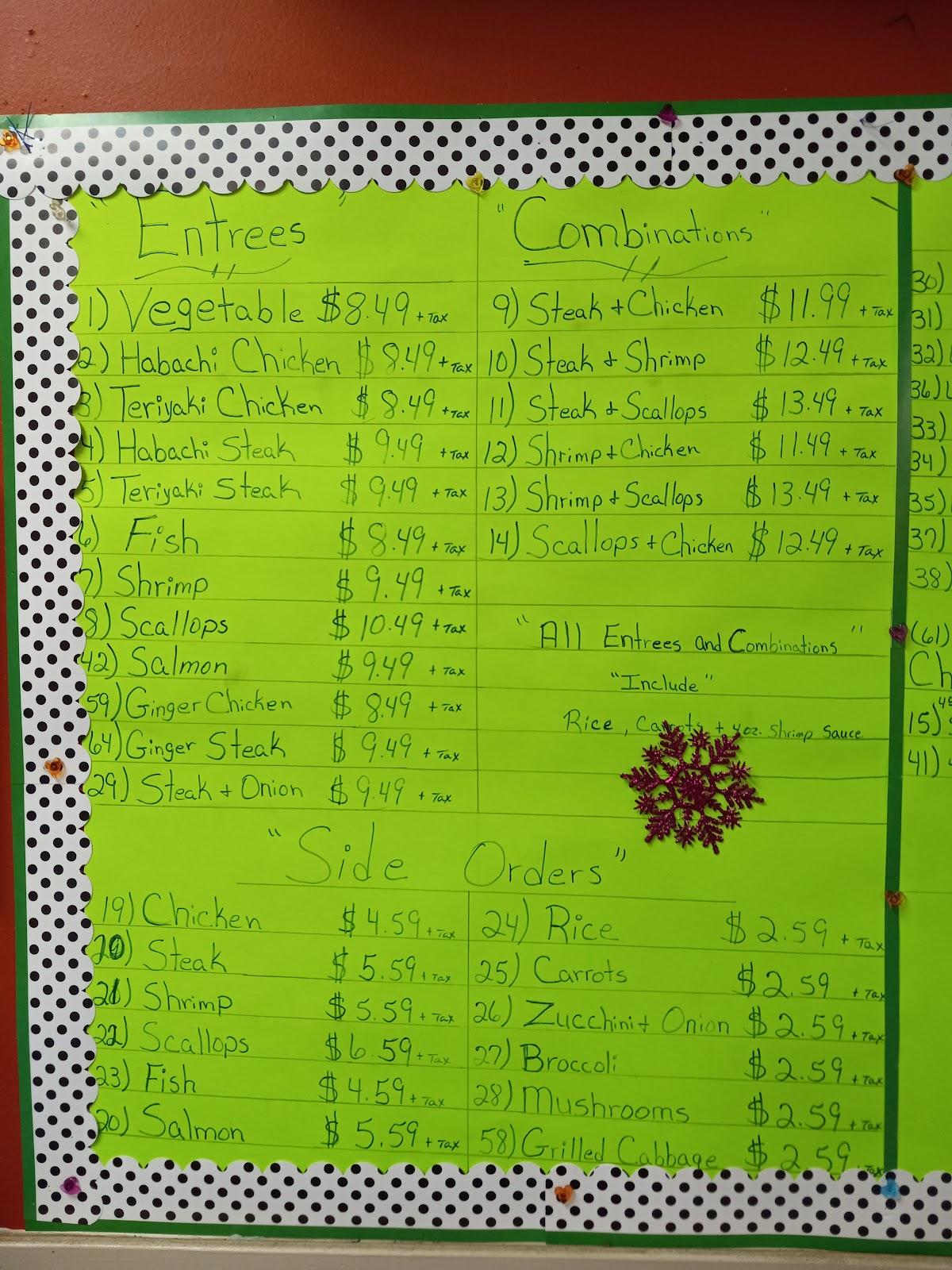 Menu at Fuji Hibachi Grill & Noodle restaurant, Baxley, 201 W Parker St A
