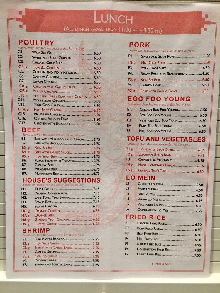 Menu at Golden Phoenix Restaurant, Columbus