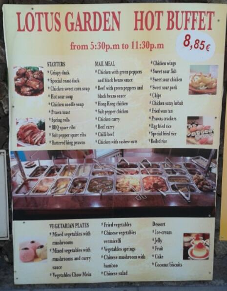 Menu at Lotus Garden Hot Buffet restaurant, Costa Adeje