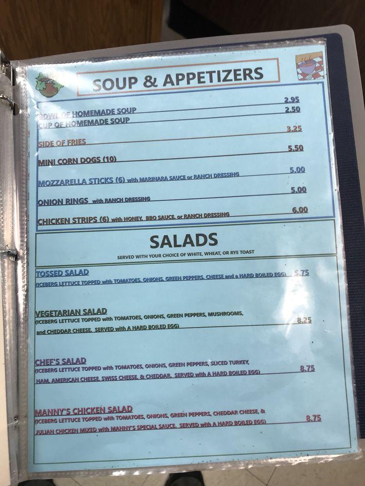 Menu at Manny's Snack Shack restaurant, Twin Lakes