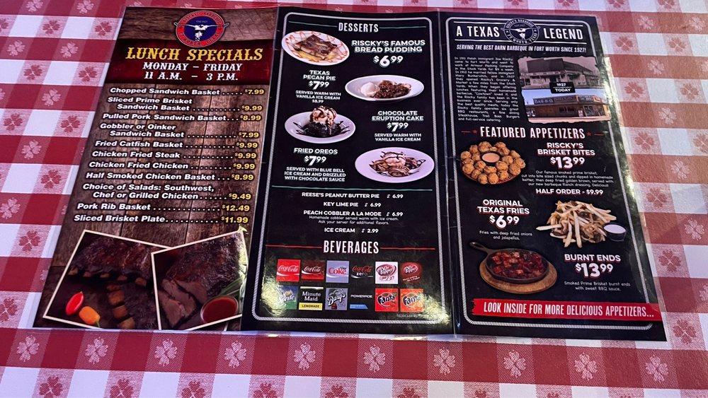Menu at Riscky's BAR-B-Q, Fort Worth, 300 Main St