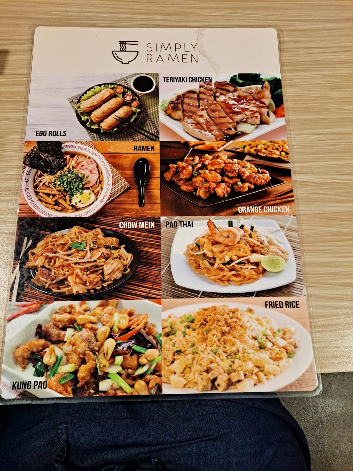 Menu at Simply Ramen restaurant, Albany
