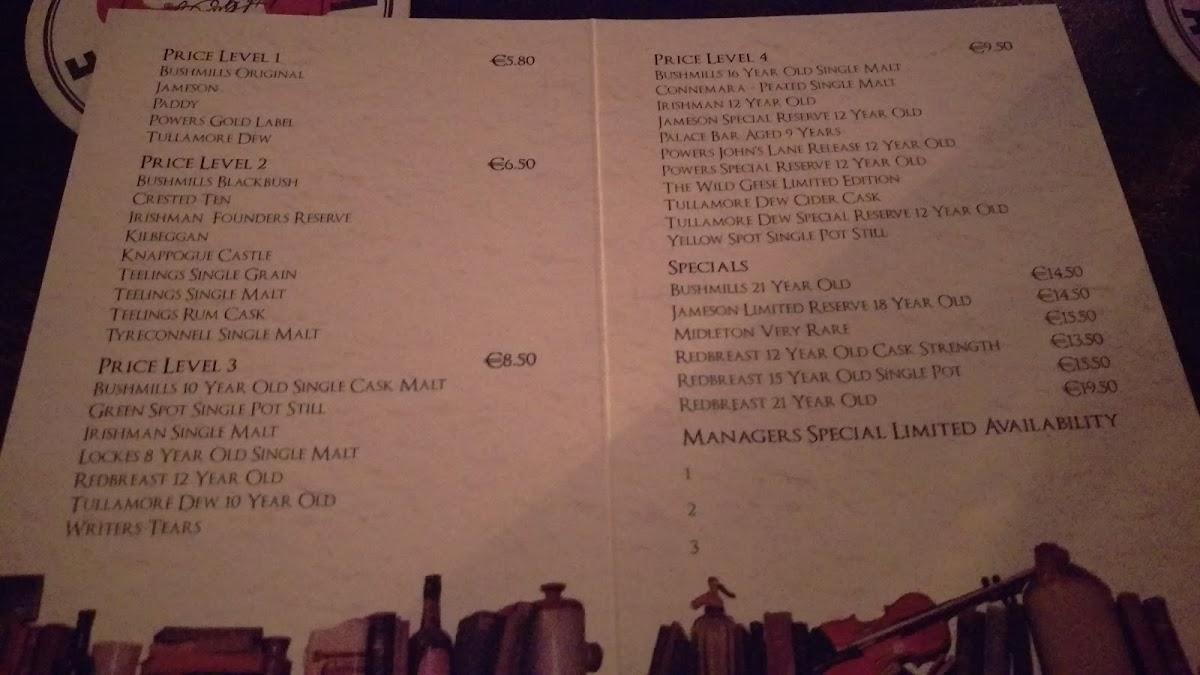 Menu at The Old Storehouse Bar and Restaurant, Dublin, 3 Crown Alley