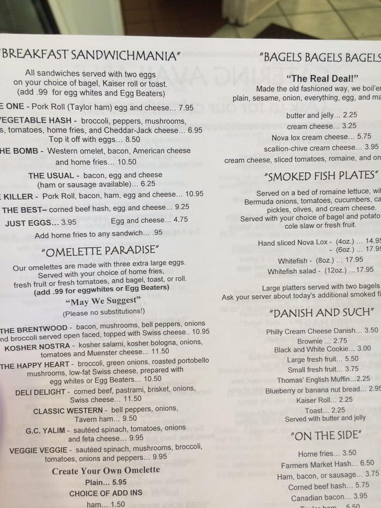 Menu at Weiss Deli restaurant, Henderson