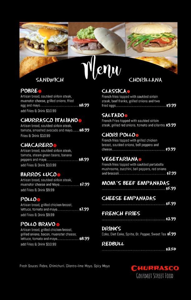 Menu at Churrasco Foodtruck, Memphis