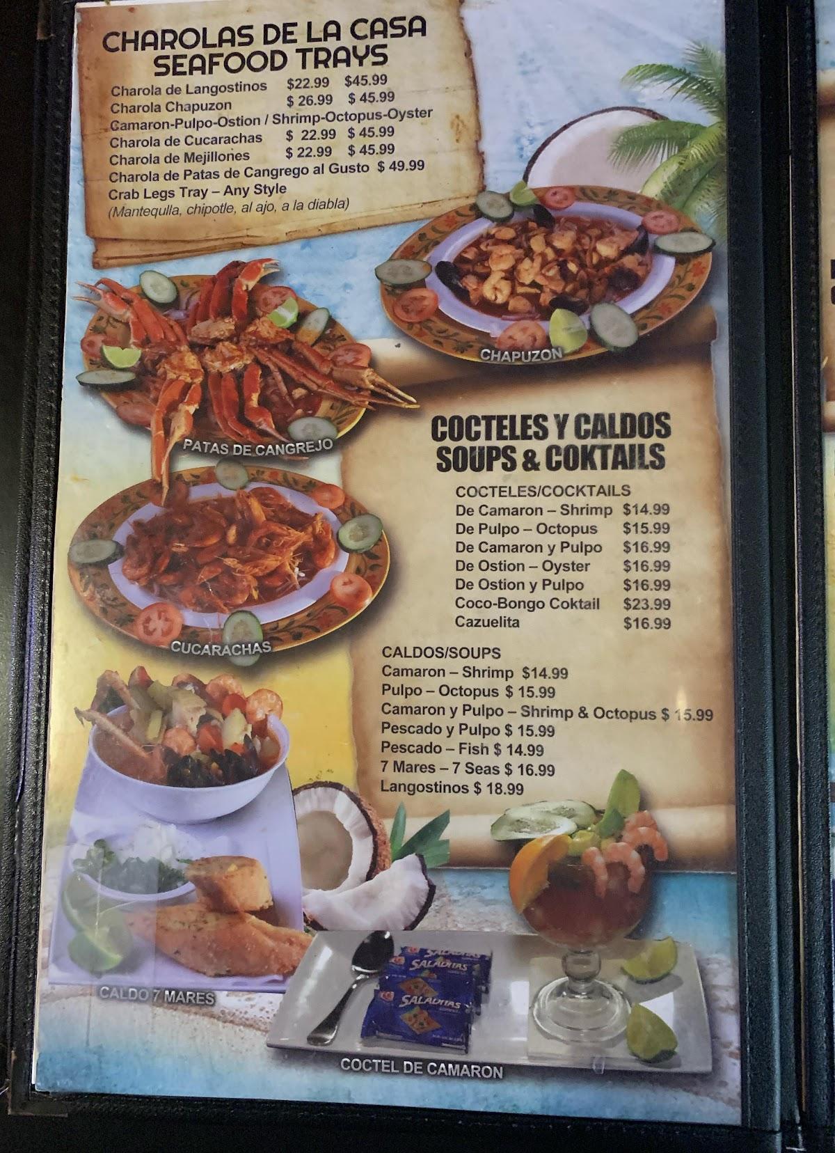 Menu at Coco Bongo Mariscos & Mexican Restaurant, Indianapolis