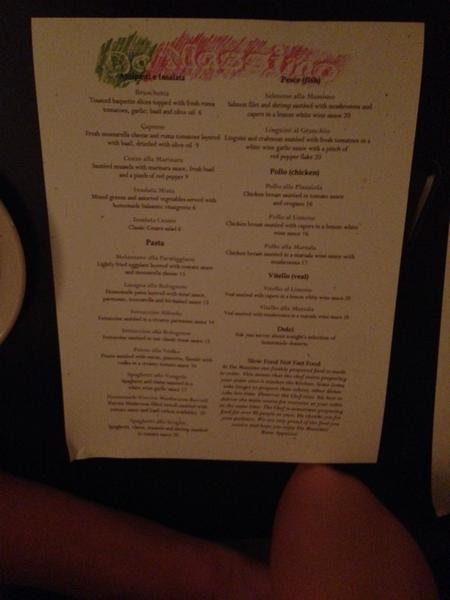 Menu at Da Massimo Ristorante Italiano restaurant, Florence, 821 S Irby St
