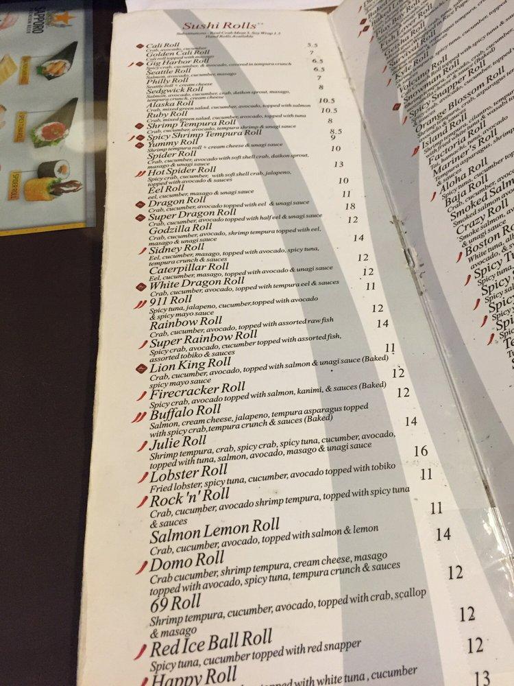 Menu at Domo Sushi Gig Harbor restaurant, Gig Harbor