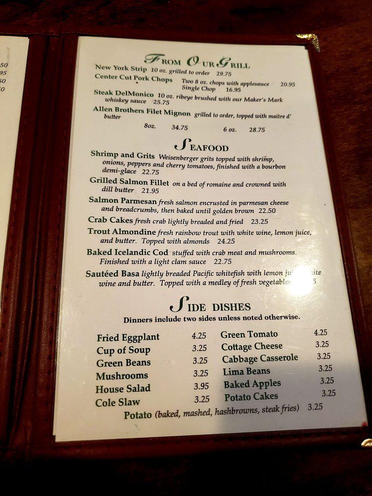 Menu at J Harrod's Restaurant, Prospect