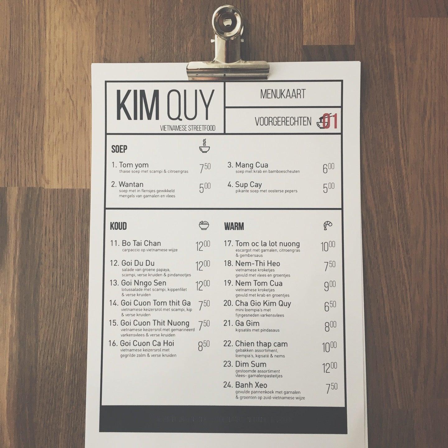 Menu at Kim Quy, Kortrijk, Beheerstraat 52