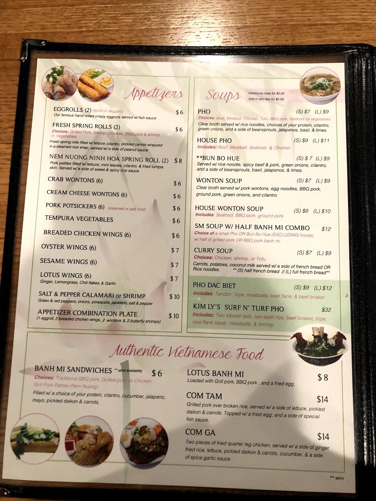 Menu at Lotus Maple Grove restaurant, Maple Grove