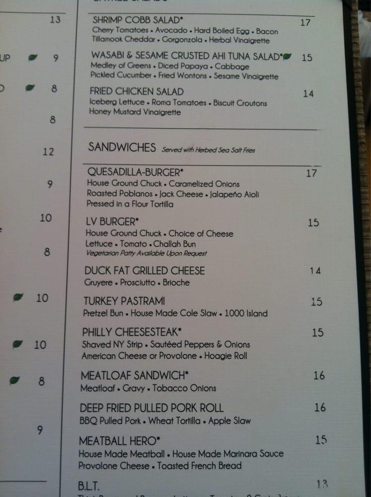 Menu at Lv Bistro restaurant, Scottsdale