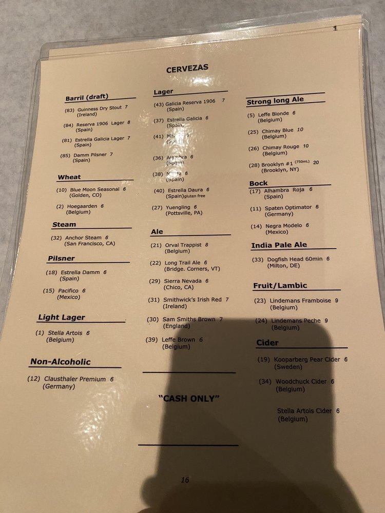 Menu at Manolo Tapas pub & bar, New York City