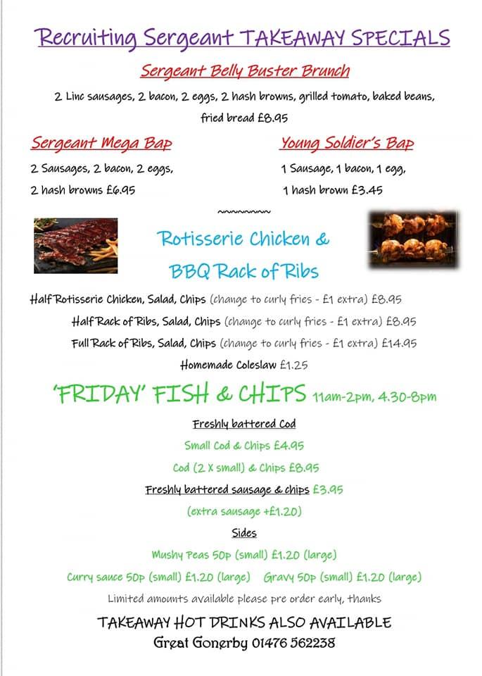 Menu at Recruiting Sergeant pub & bar, Grantham, 10 High St