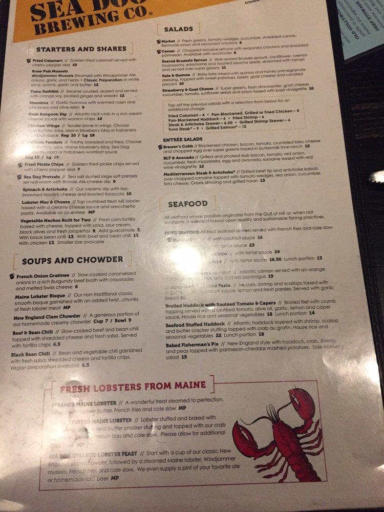 Menu at Sea Dog Brewing Co pub & bar, Topsham