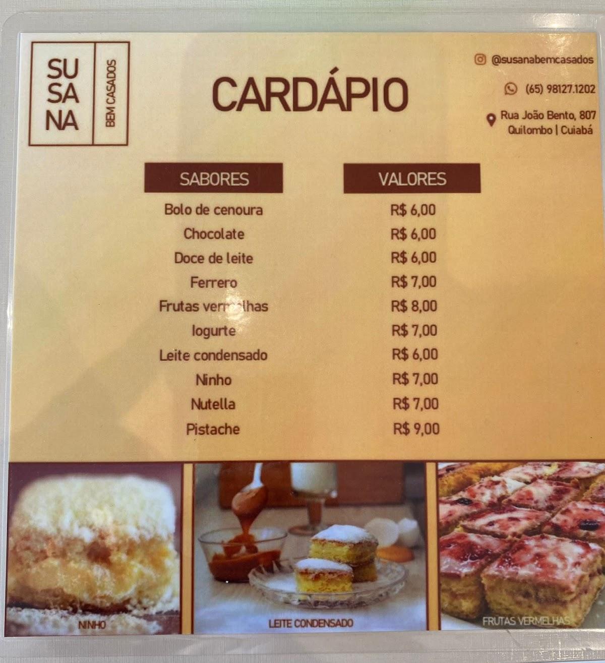 Menu em Susana Bem Casados, Cuiabá