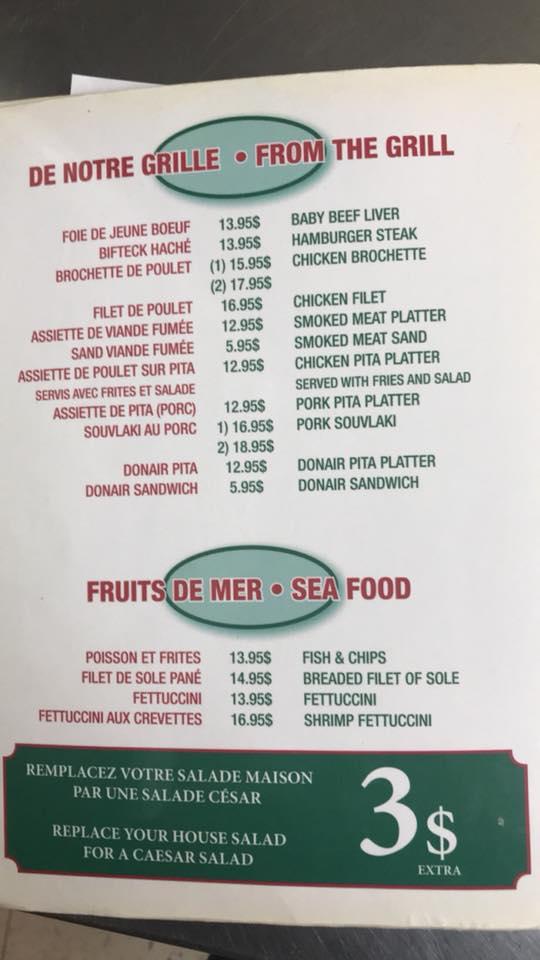 Menu au Buckingham Pizza pizzeria, Gatineau