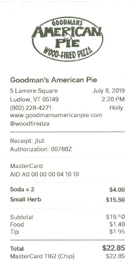 Menu at Goodman's American Pie pub & bar, Ludlow, 5 Lamere Sq