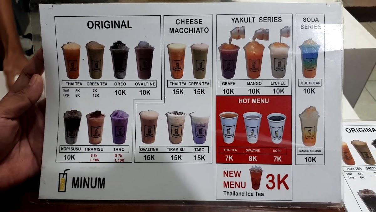 Menu at MINUM Sekaran restaurant, Semarang