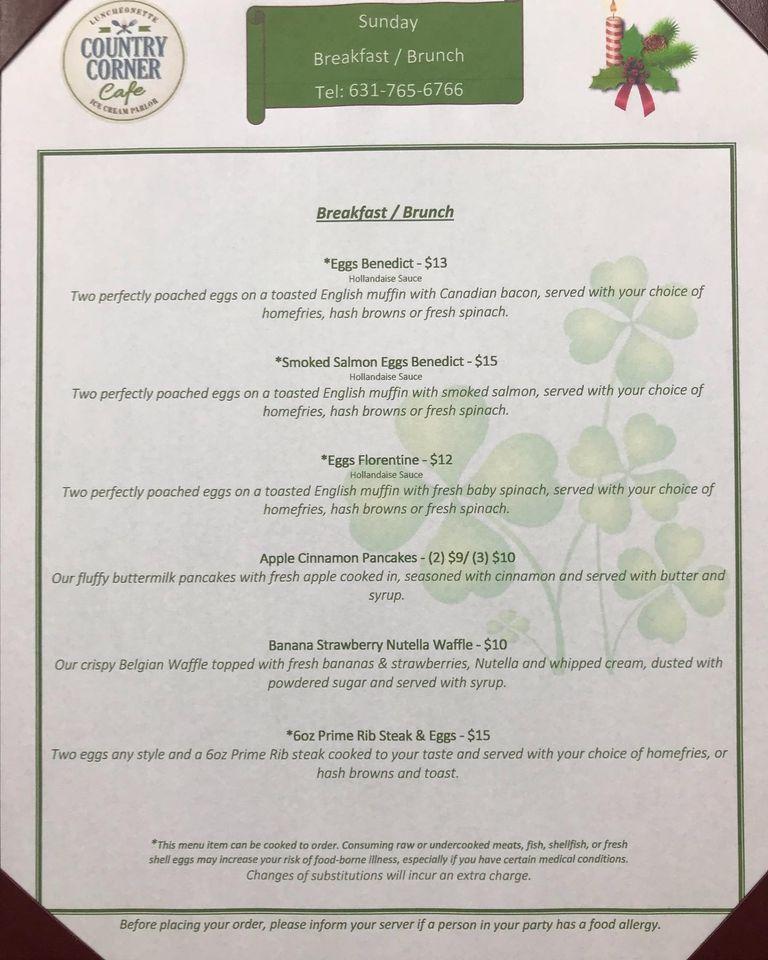 Menu at Country Corner Cafe, Southold, NY-25