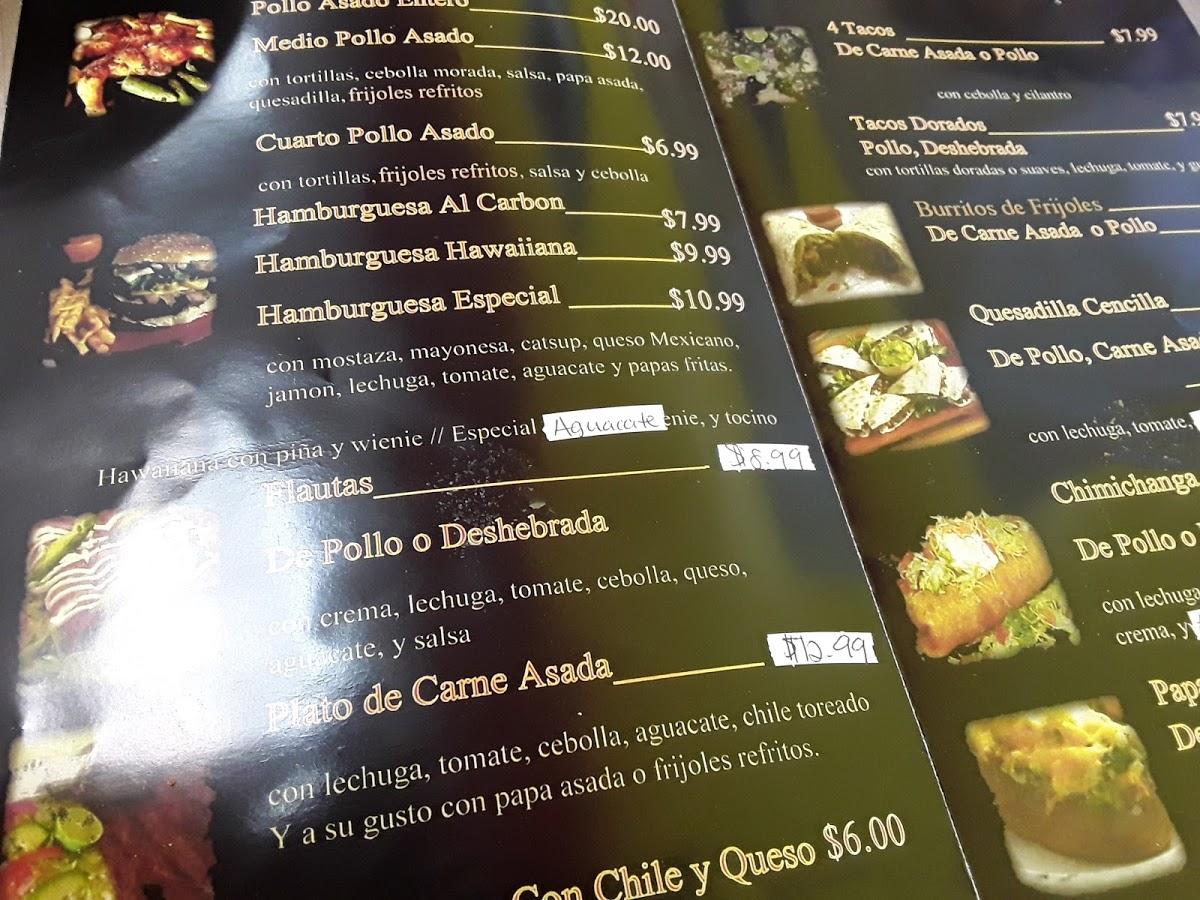 Menu at El Rey Del Pollo #2 restaurant, Albuquerque