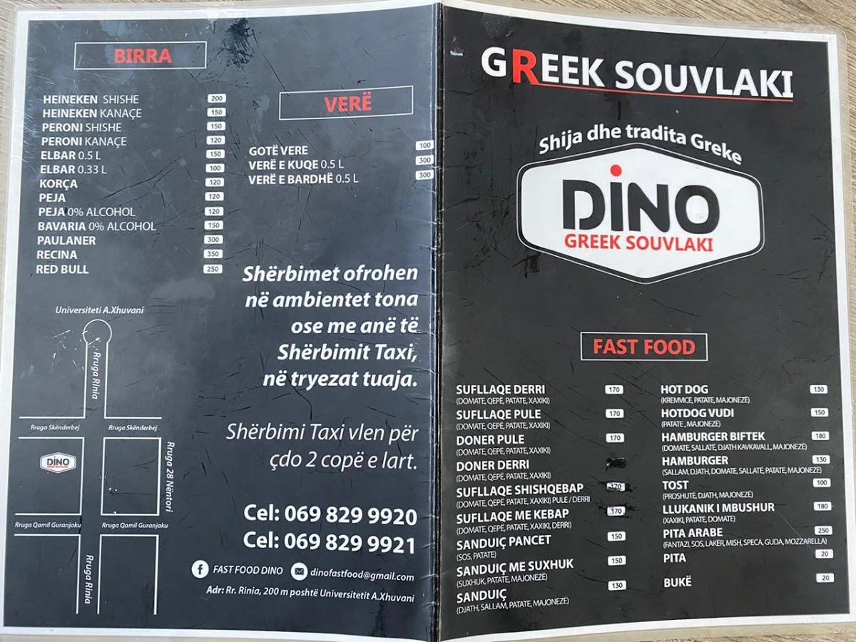 Menu at Fast Food Dino, Elbasan