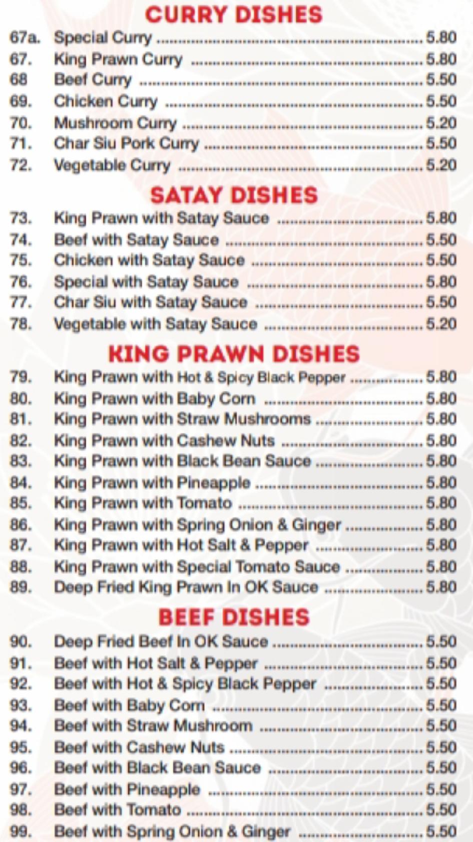Menu at Golden Gates restaurant, Bradford
