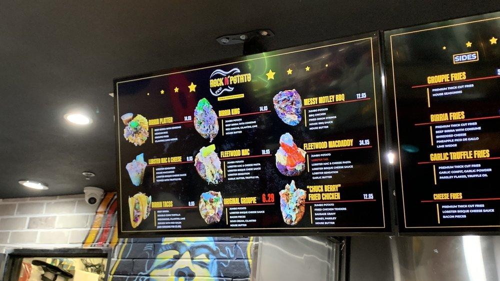 Menu at Rock N’ Potato restaurant, Las Vegas