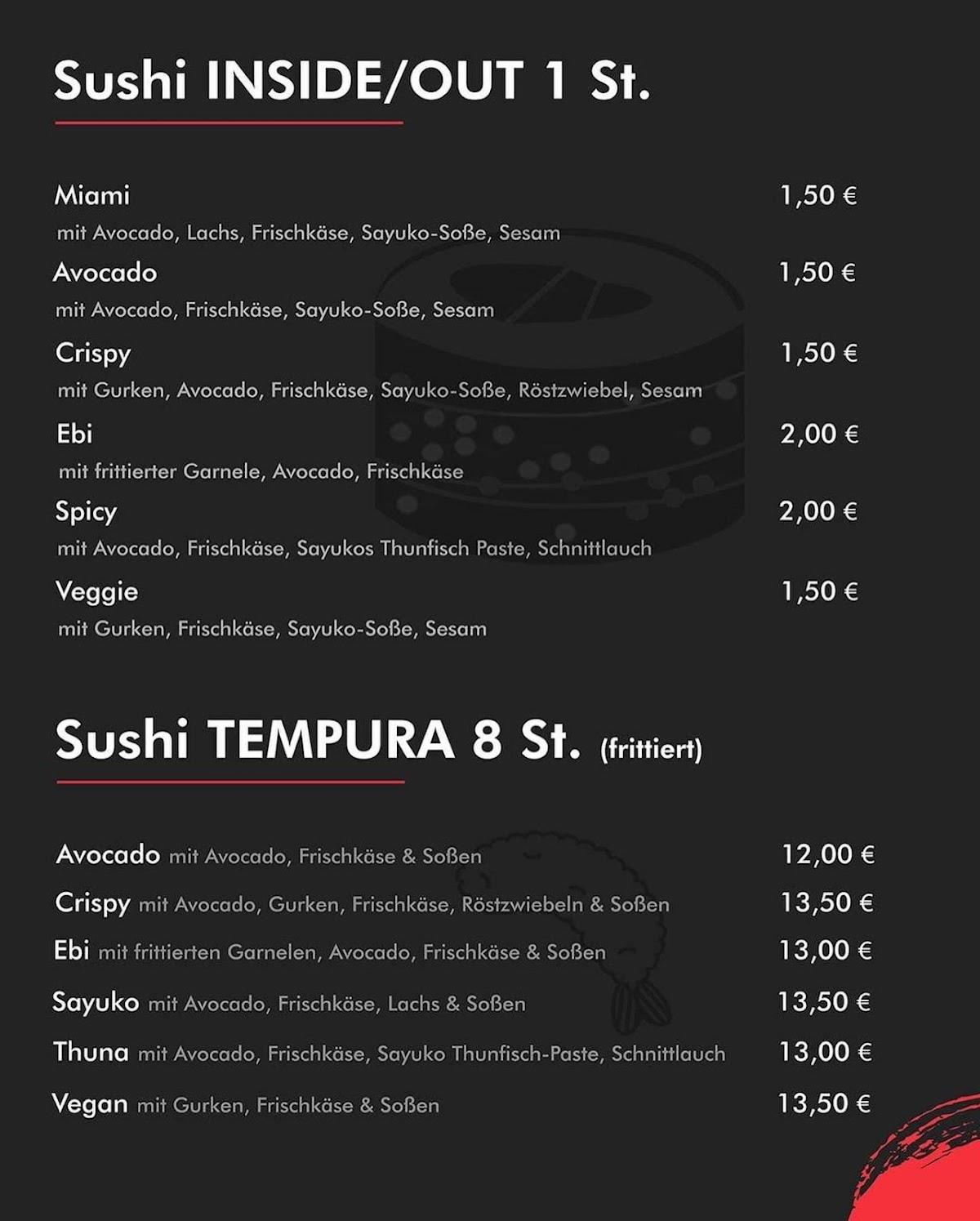Carta del restaurante Sayuko - The Sushi Lab, Mosbach