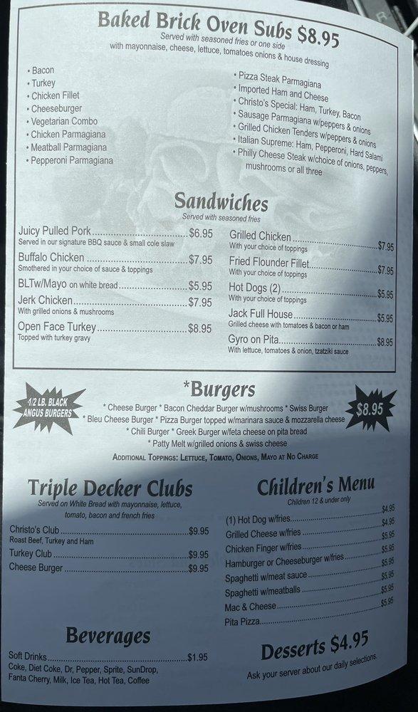 Menu at Christo's Family Restaurant, Concord