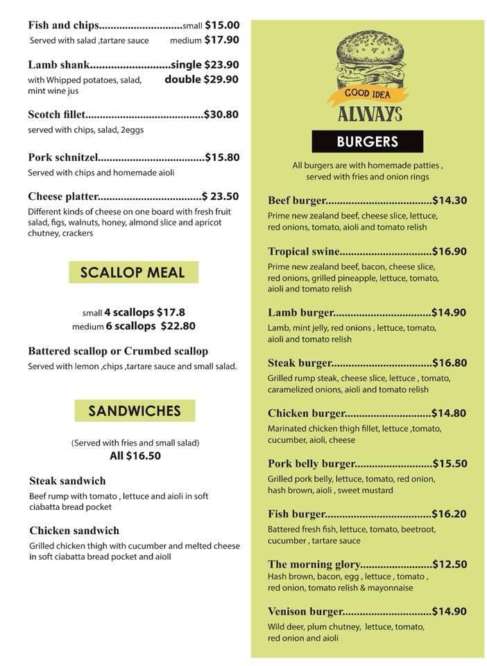 Menu at Dawn Til Dusk Cafe & Restaurant, Te Awamutu