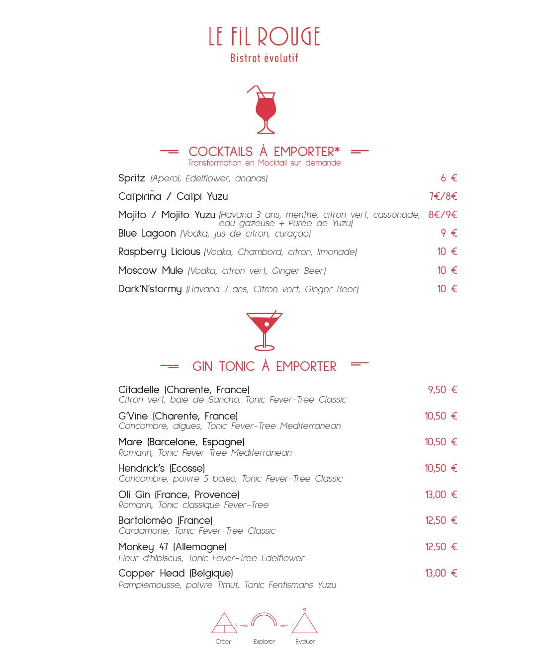 Menu au Le Fil Rouge restaurant, Noirmoutier-en-l'Île