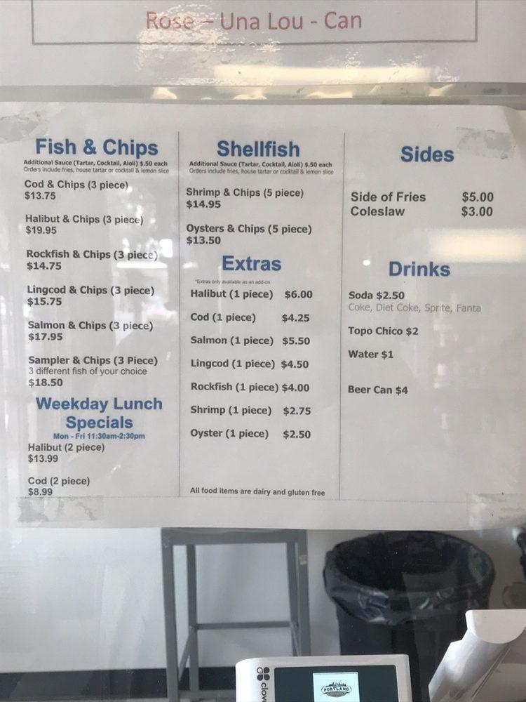 Menu at Portland Fish Market restaurant, Portland