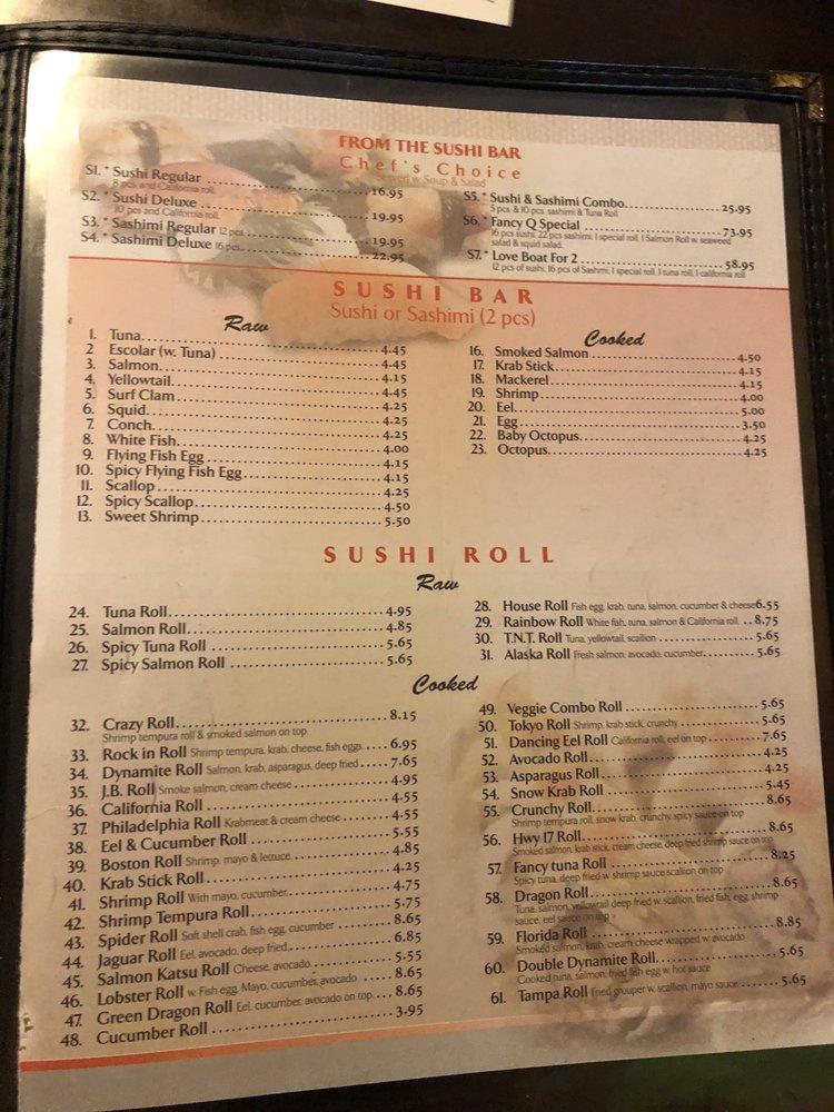 Menu at Fancy Q Sushi Bar And Grill Waycross, Waycross