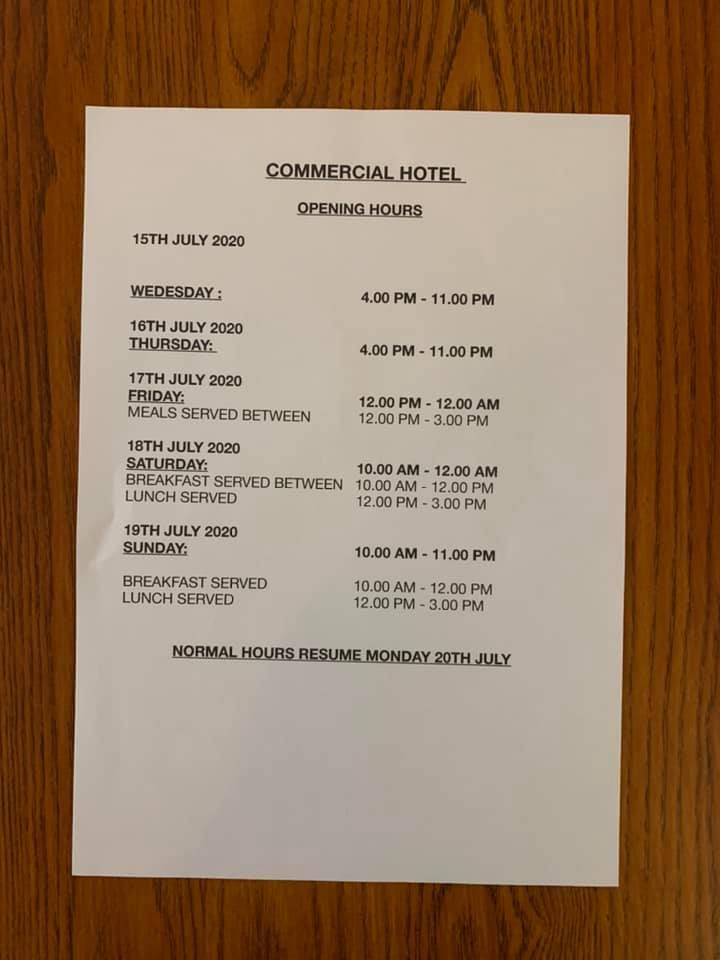 Menu at Commercial Hotel pub & bar, Newtyle