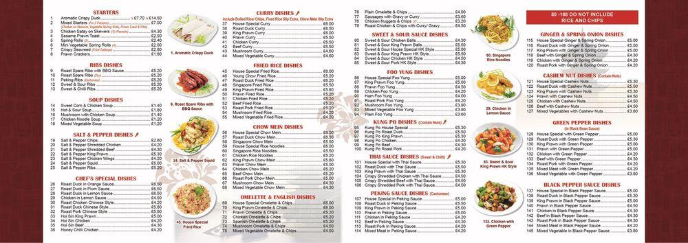 Menu at Golden Gate fast food, Cottingham